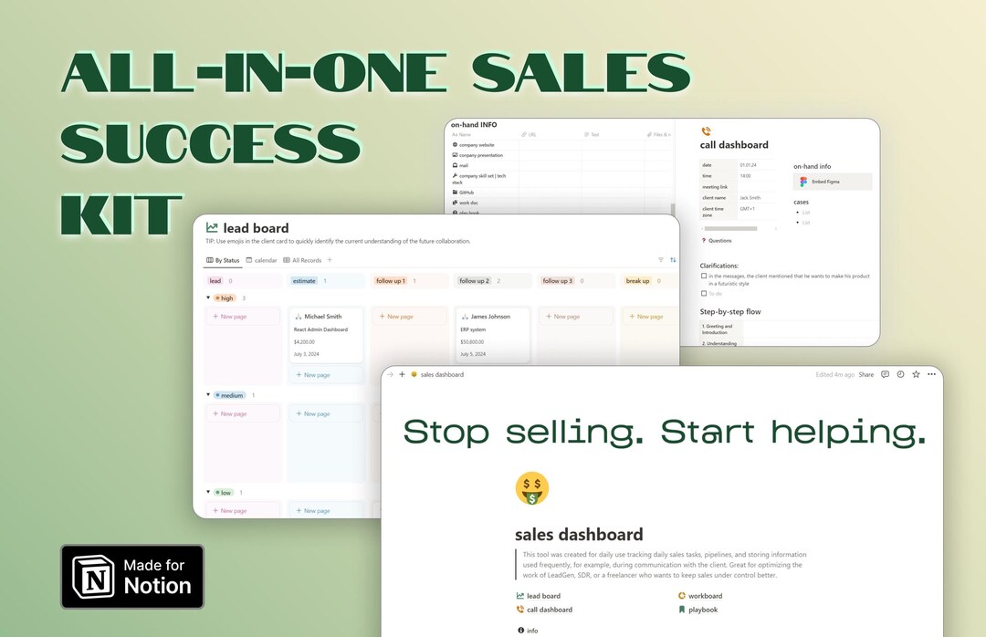 Sales Notion Tool | Dashboard | Notion Sales Template | Notion Business ...