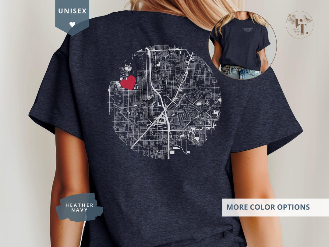 Custom City Map Design Shirt Personalised Lover Valentine Day Graphic ...