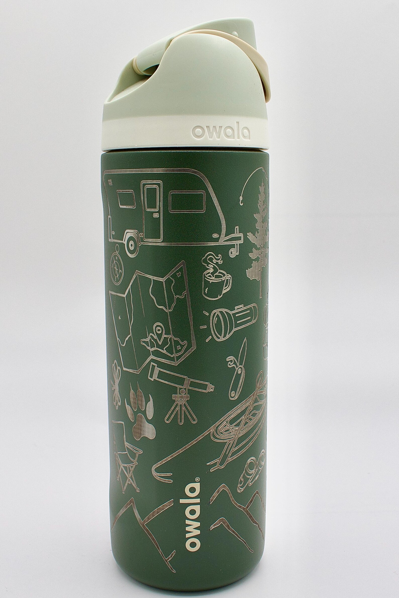 Custom Engraved 32 Oz. Owala Water Bottle- Camping Themed With ...