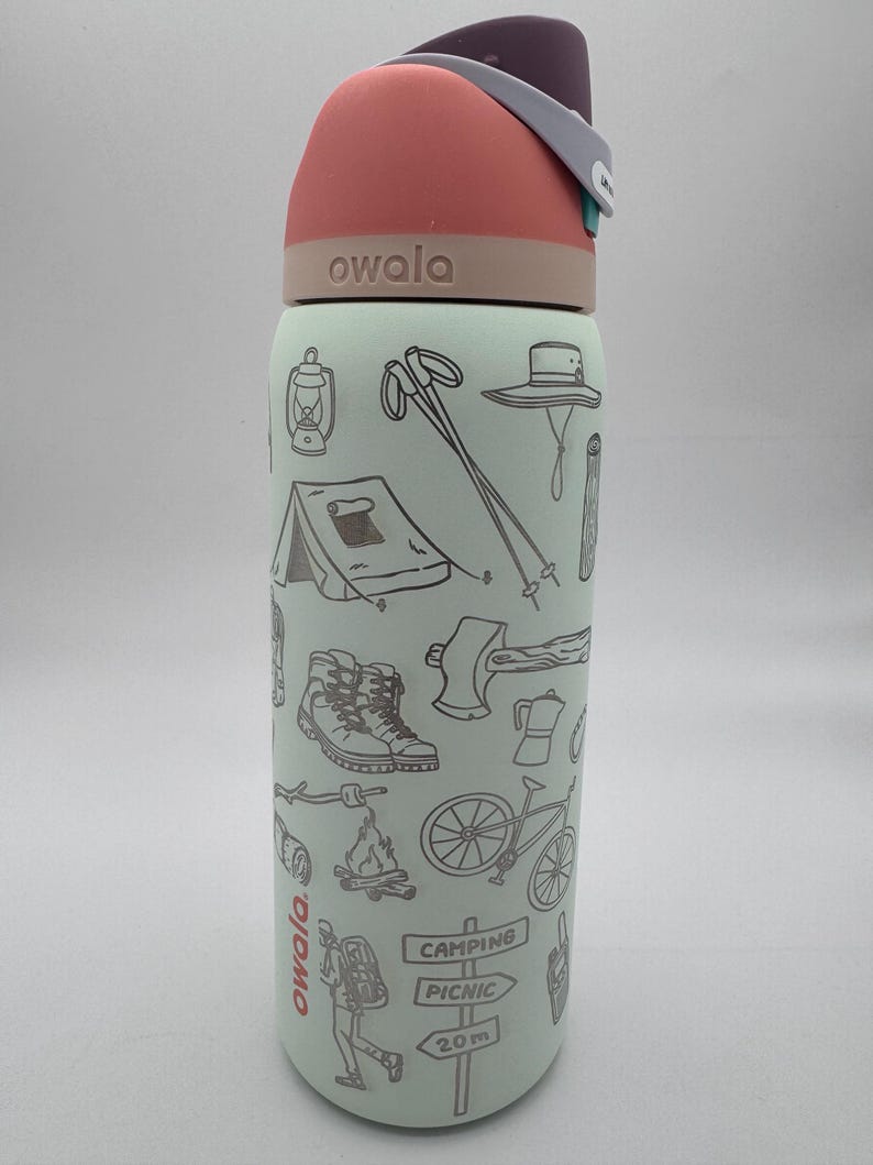 Custom Engraved 32 Oz. Owala Water Bottle- Camping Themed With ...