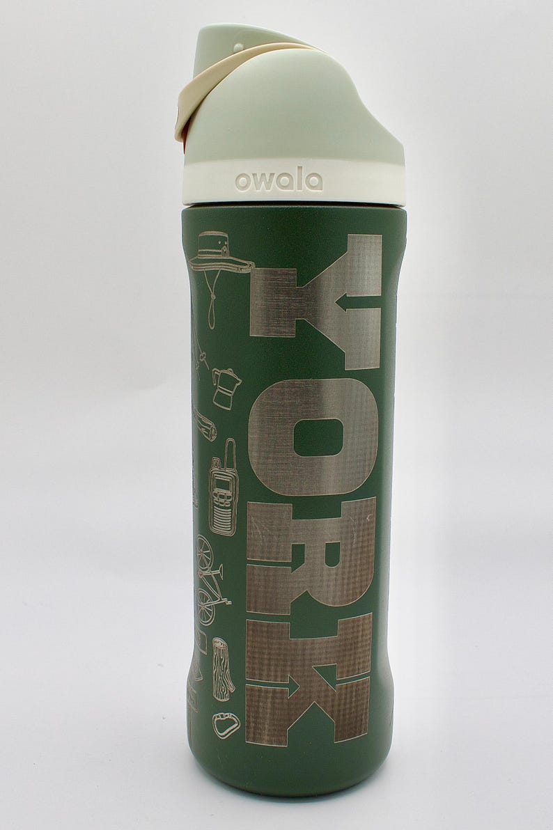 Custom Engraved 32 Oz. Owala Water Bottle- Camping Themed With ...