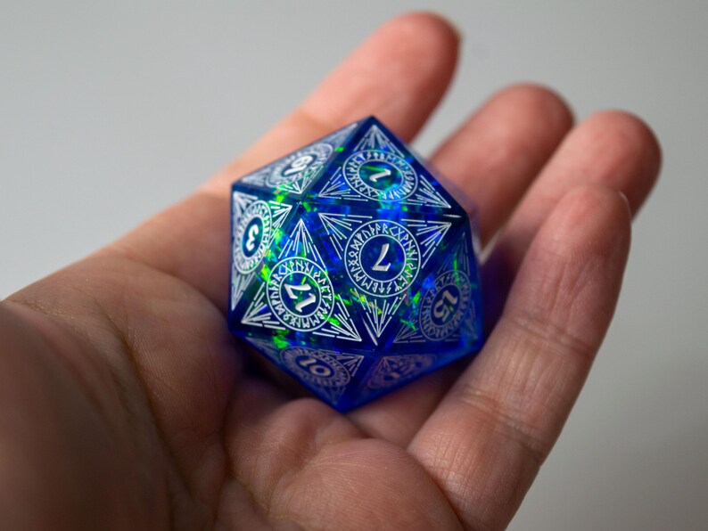 Arcane Glyph D20 | Extra-large 33mm D20 | Magical Sharp-edged Resin ...