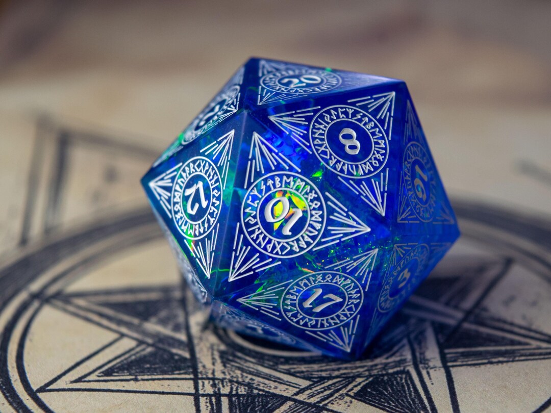 Arcane Glyph D20 | Extra-large 33mm D20 | Magical Sharp-edged Resin ...