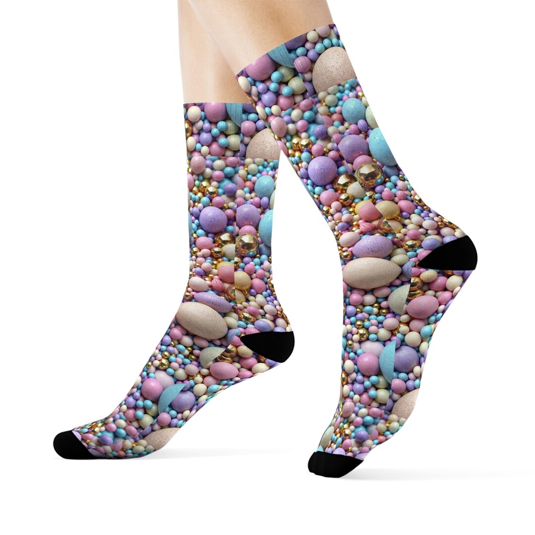 Balloon Pop Crew Socks Fun and Colorful Gift, Novelty Footwear, Cute ...
