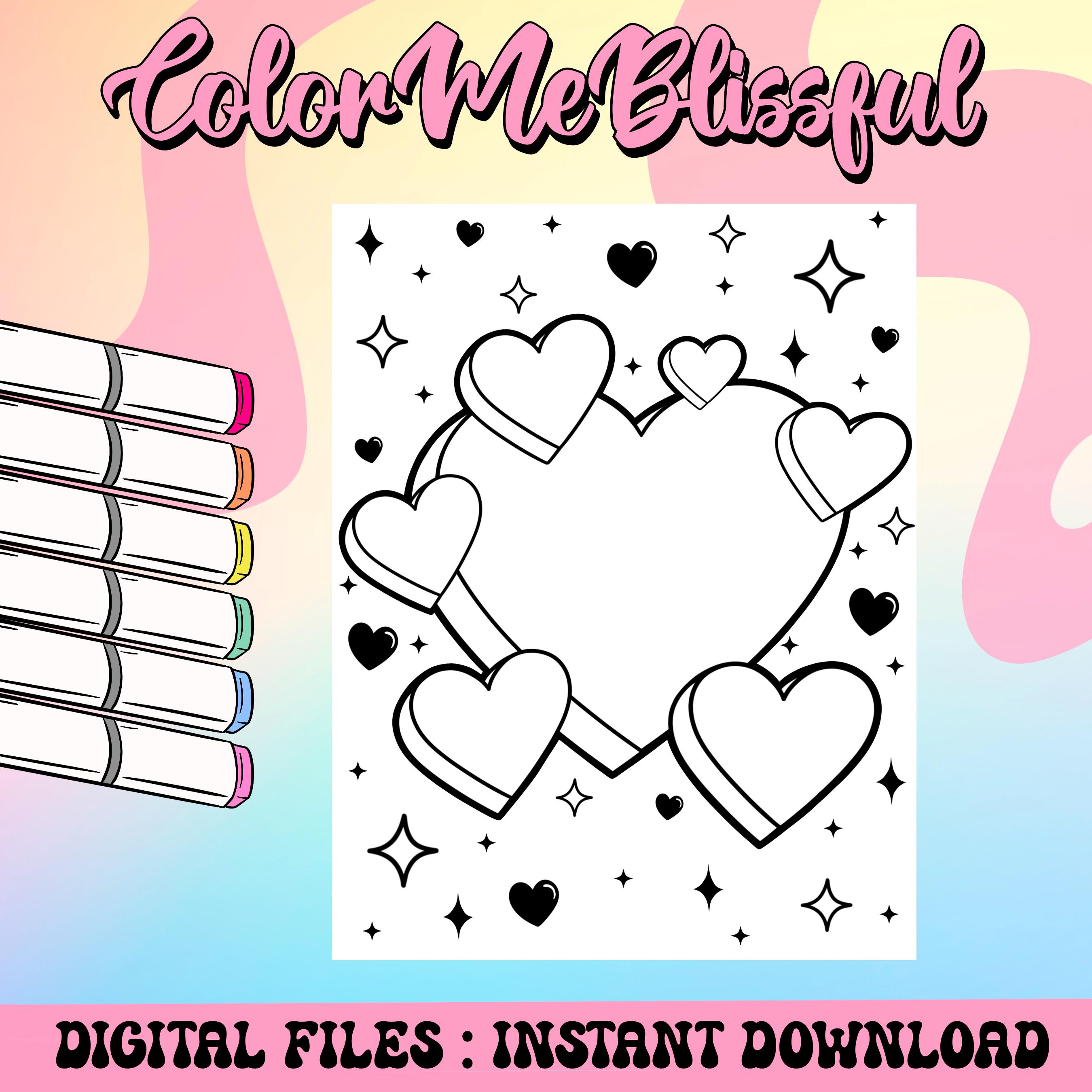 Cute and Bold Valentines Day Coloring Pages, Digital Coloring Pages ...