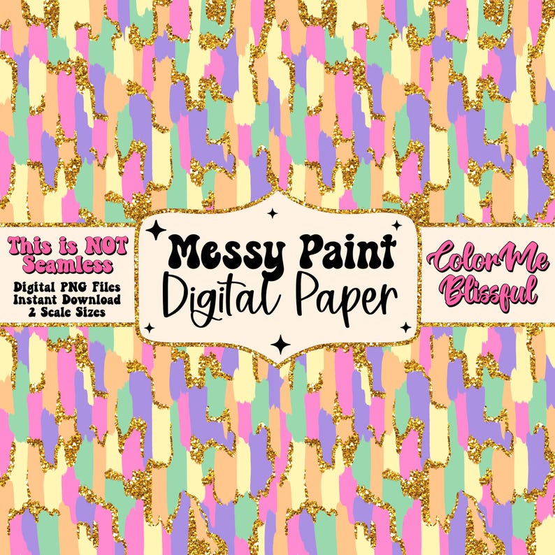 Messy Paint Digital Paper, Png Digital Download, Trendy Pastel ...