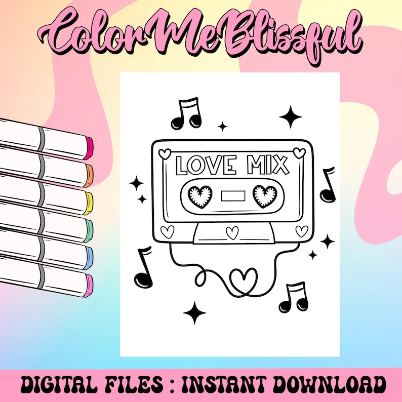 Cute and Bold Valentines Day Coloring Pages, Digital Coloring Pages ...
