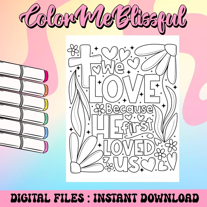 Cute and Bold Christian Valentines Day Coloring Pages, Digital Coloring ...