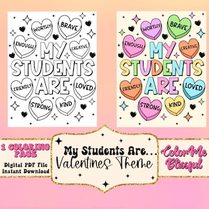 Cute Bold Valentines Day School Coloring Pages, Digital Coloring Pages ...