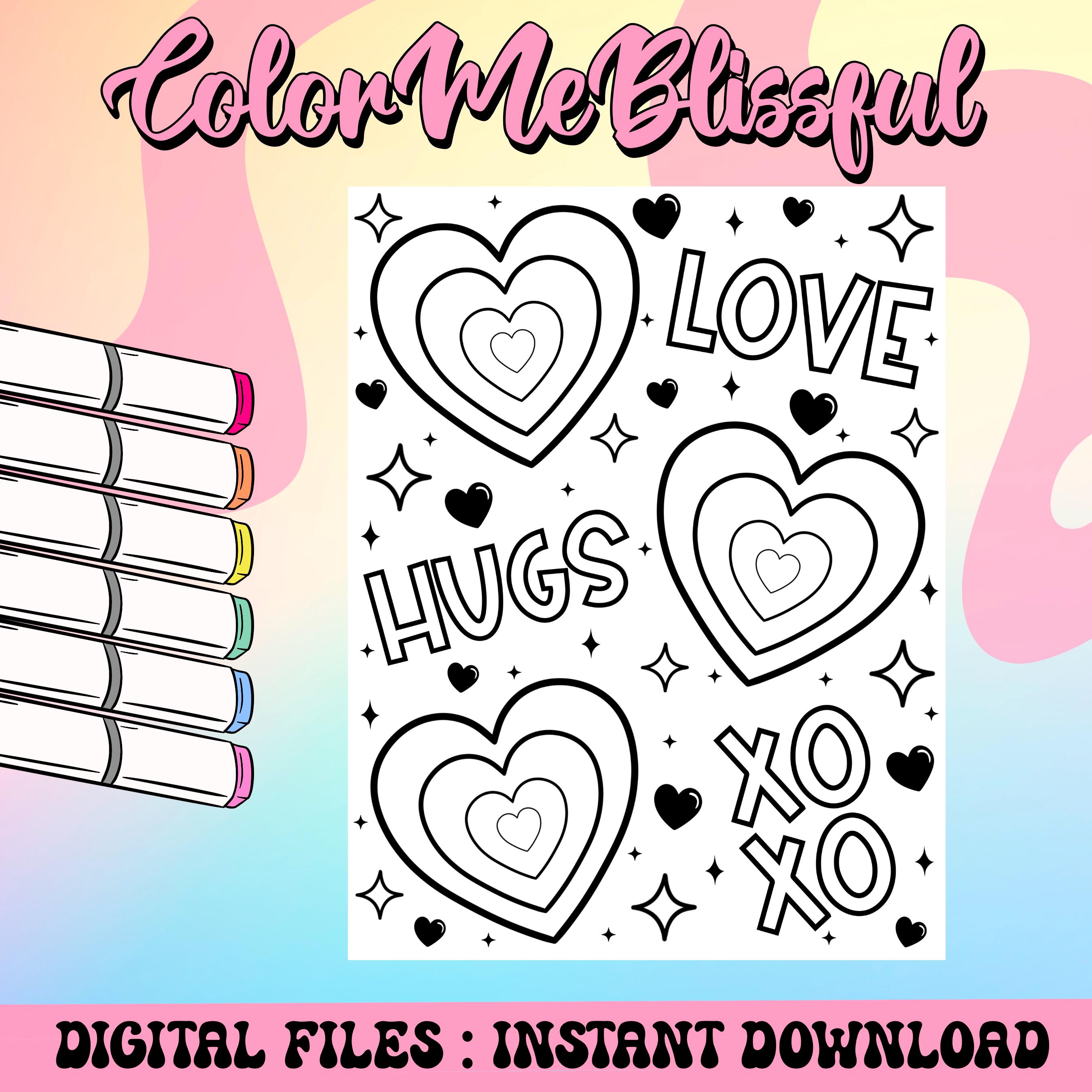 Cute and Bold Valentines Day Coloring Pages, Digital Coloring Pages ...