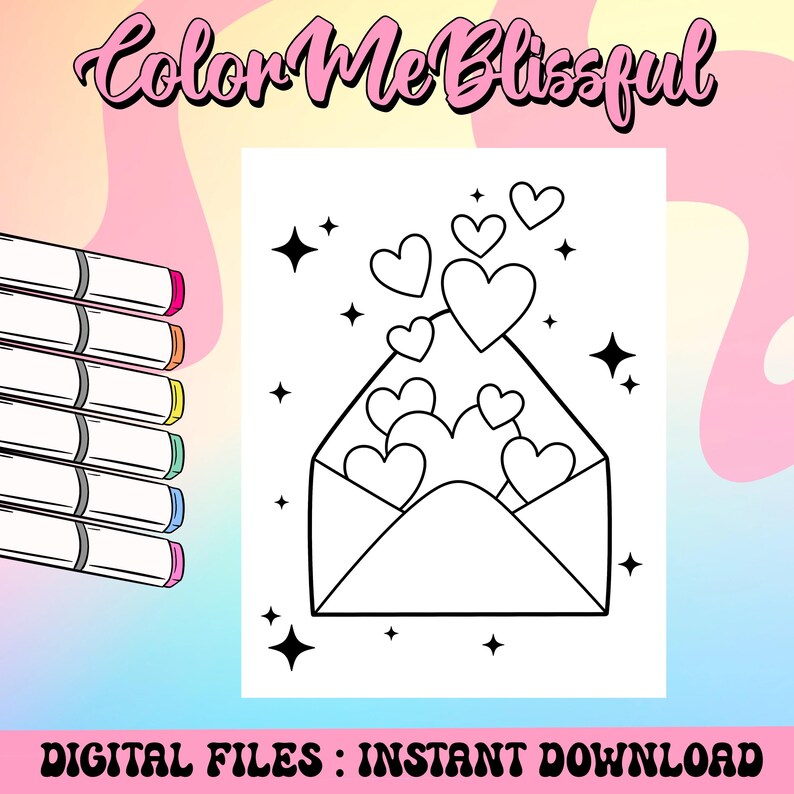 Cute and Bold Valentines Day Coloring Pages, Digital Coloring Pages ...
