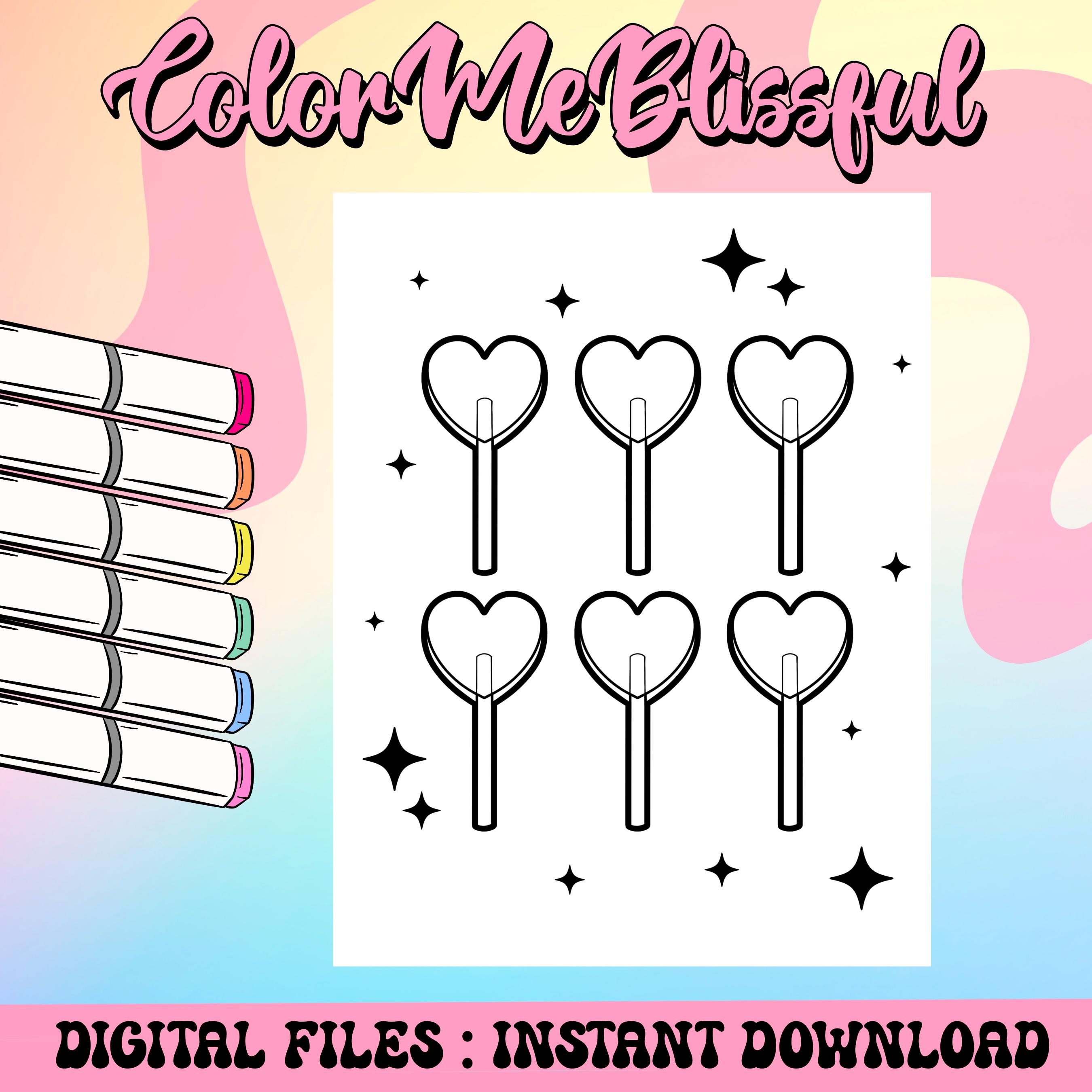 Cute and Bold Valentines Day Coloring Pages, Digital Coloring Pages ...