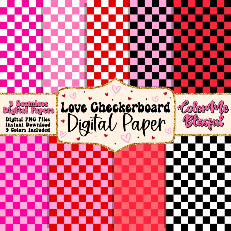 Love Checkerboard Digital Paper, Digital Download, Seamless Pattern ...