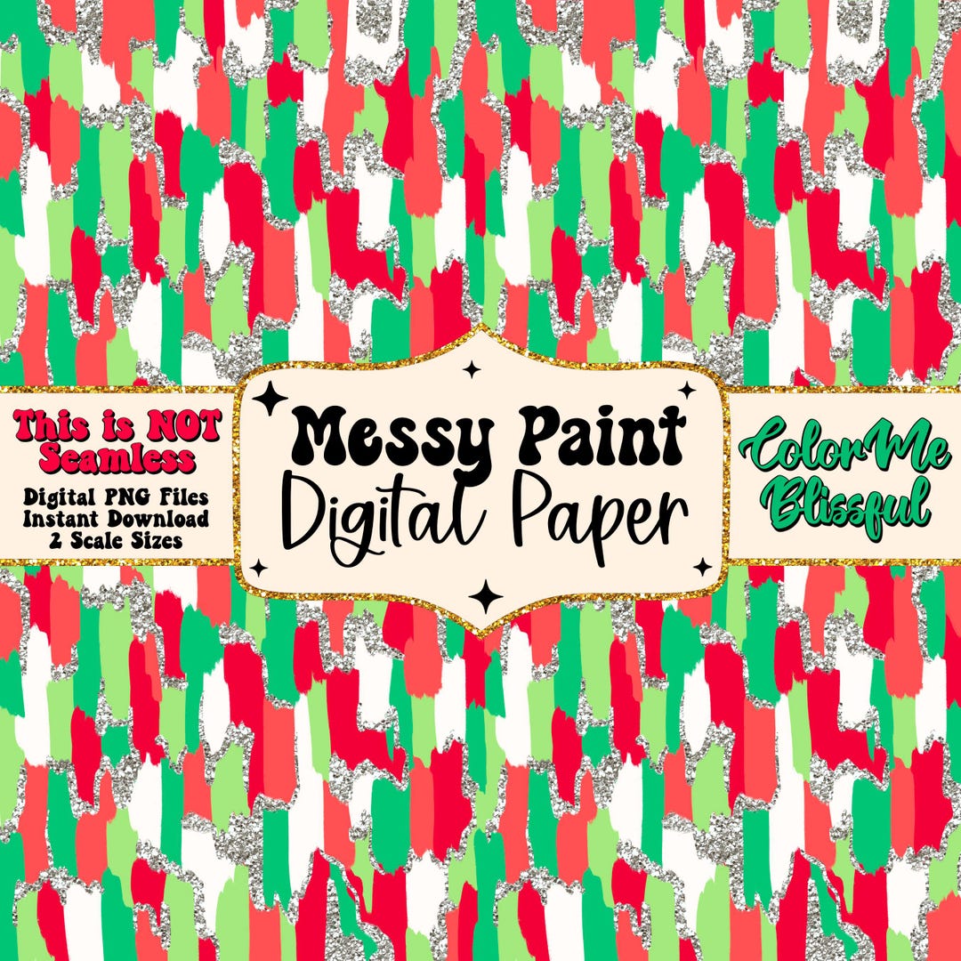 Messy Paint Digital Paper, Png Digital Download, Trendy Christmas ...