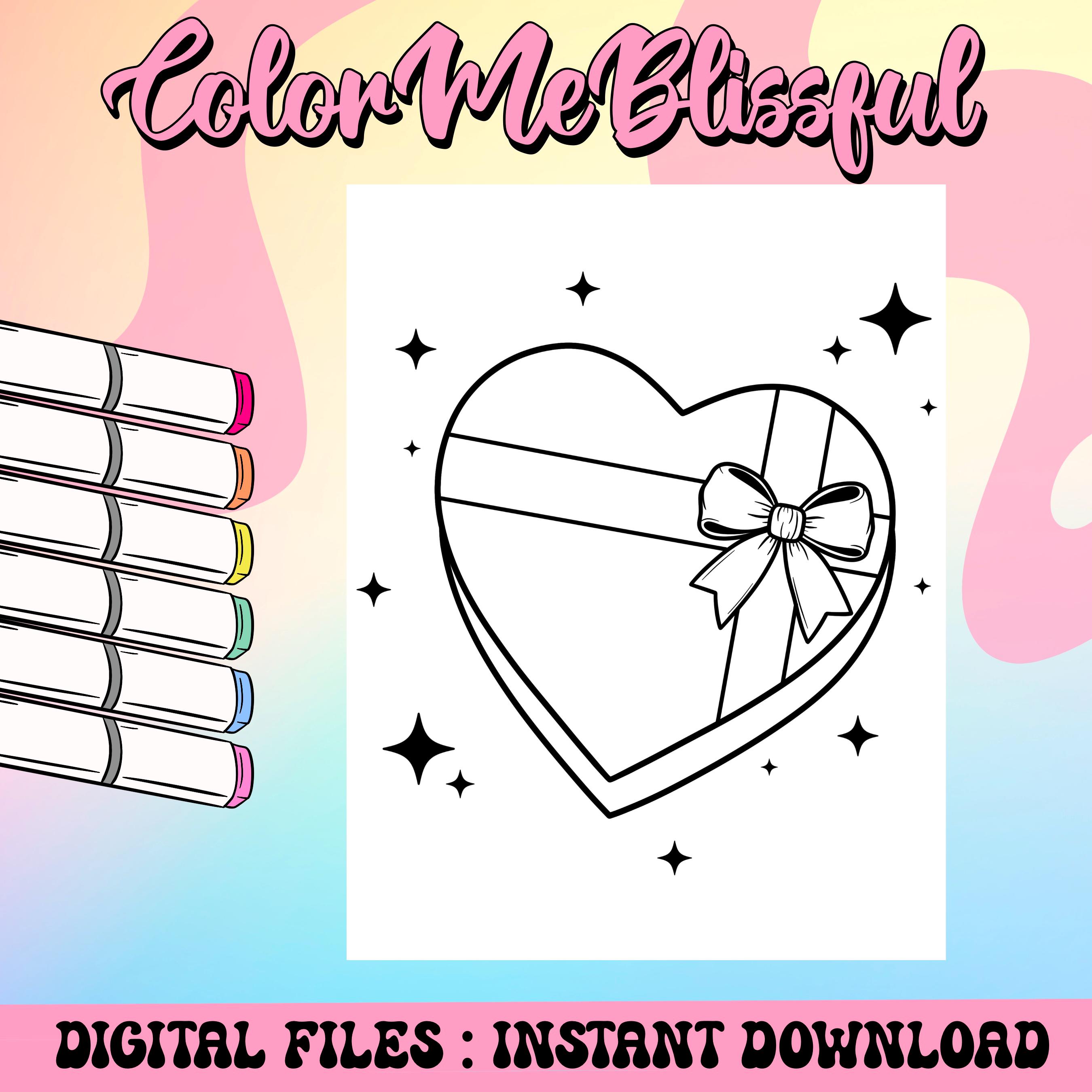 Cute and Bold Valentines Day Coloring Pages, Digital Coloring Pages ...