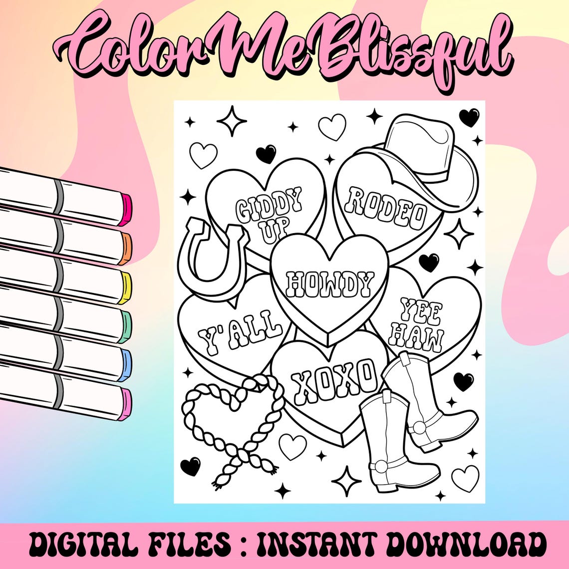Western Coloring Pages, Digital Coloring Pages, Cute Coloring Pages for ...