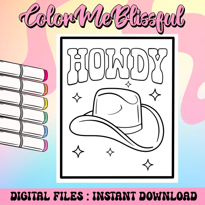 Western Coloring Pages, Digital Coloring Pages, Cute Coloring Pages for ...
