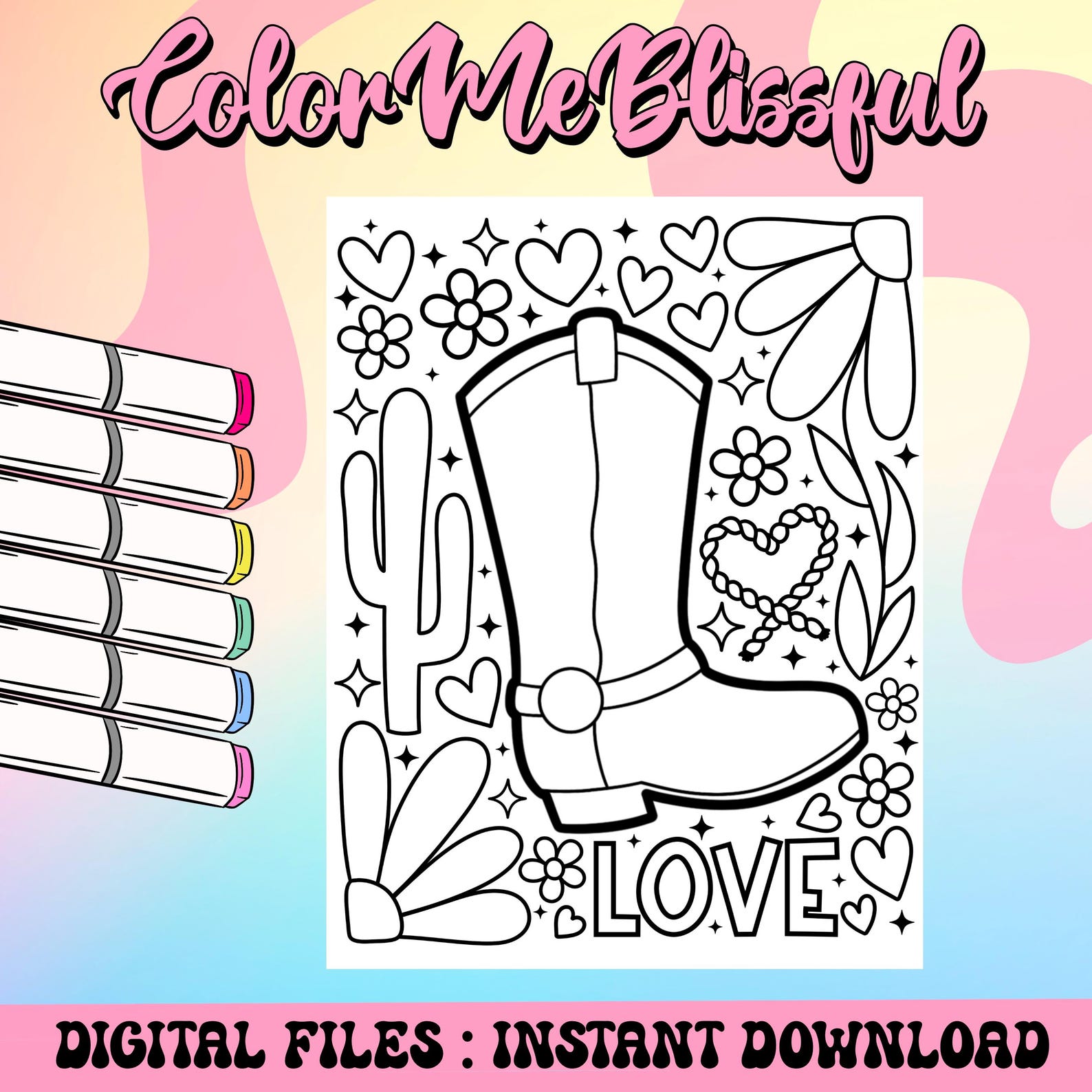 Western Coloring Pages, Digital Coloring Pages, Cute Coloring Pages for ...
