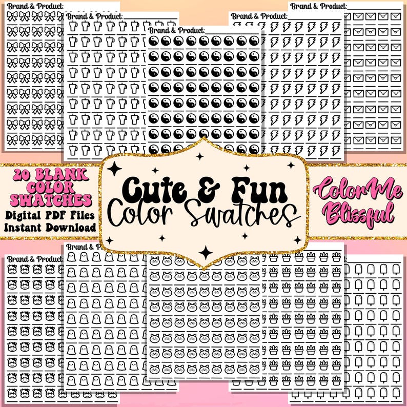 Blank Color Swatch Charts, Instant Download Printable Digital PDF ...