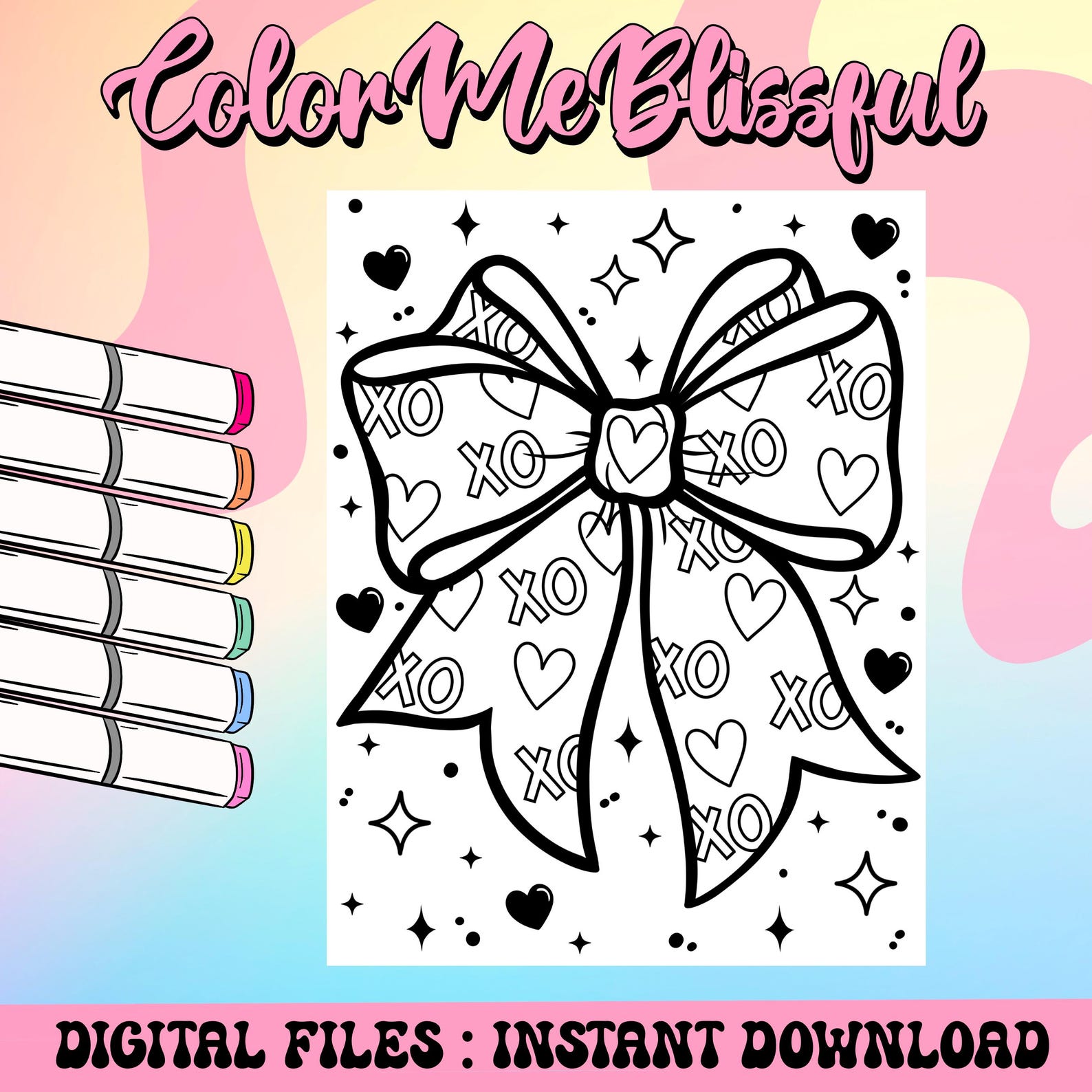Cute and Bold Valentines Day Coloring Pages, Digital Coloring Pages ...