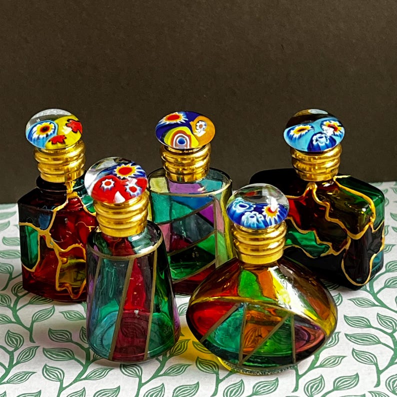 5 Murano Multi Colored Decorative Perfume Glass Bottle - Etsy