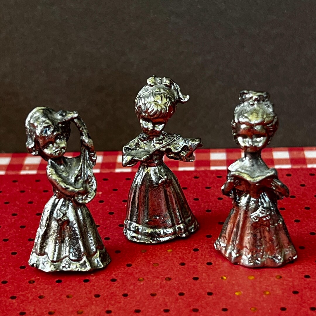 Vintage Miniature SET 3 Pewter Girl Figurines - Etsy