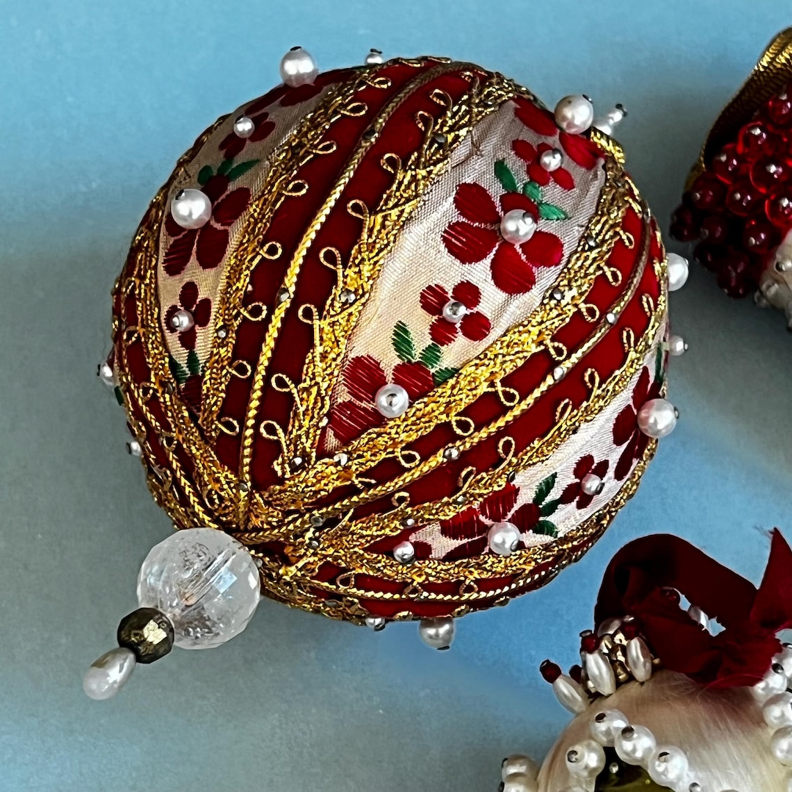 Vintage Styrofoam Push Pin Sequin Beaded Christmas Tree Ornament ...