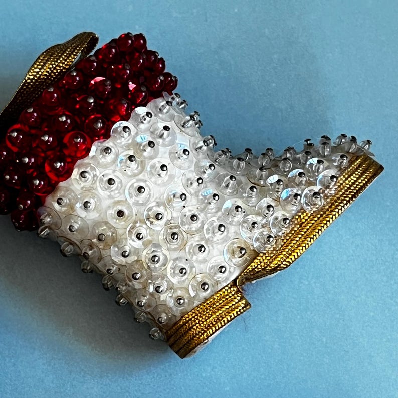 Vintage Styrofoam Push Pin Sequin Beaded Christmas Tree Ornament ...