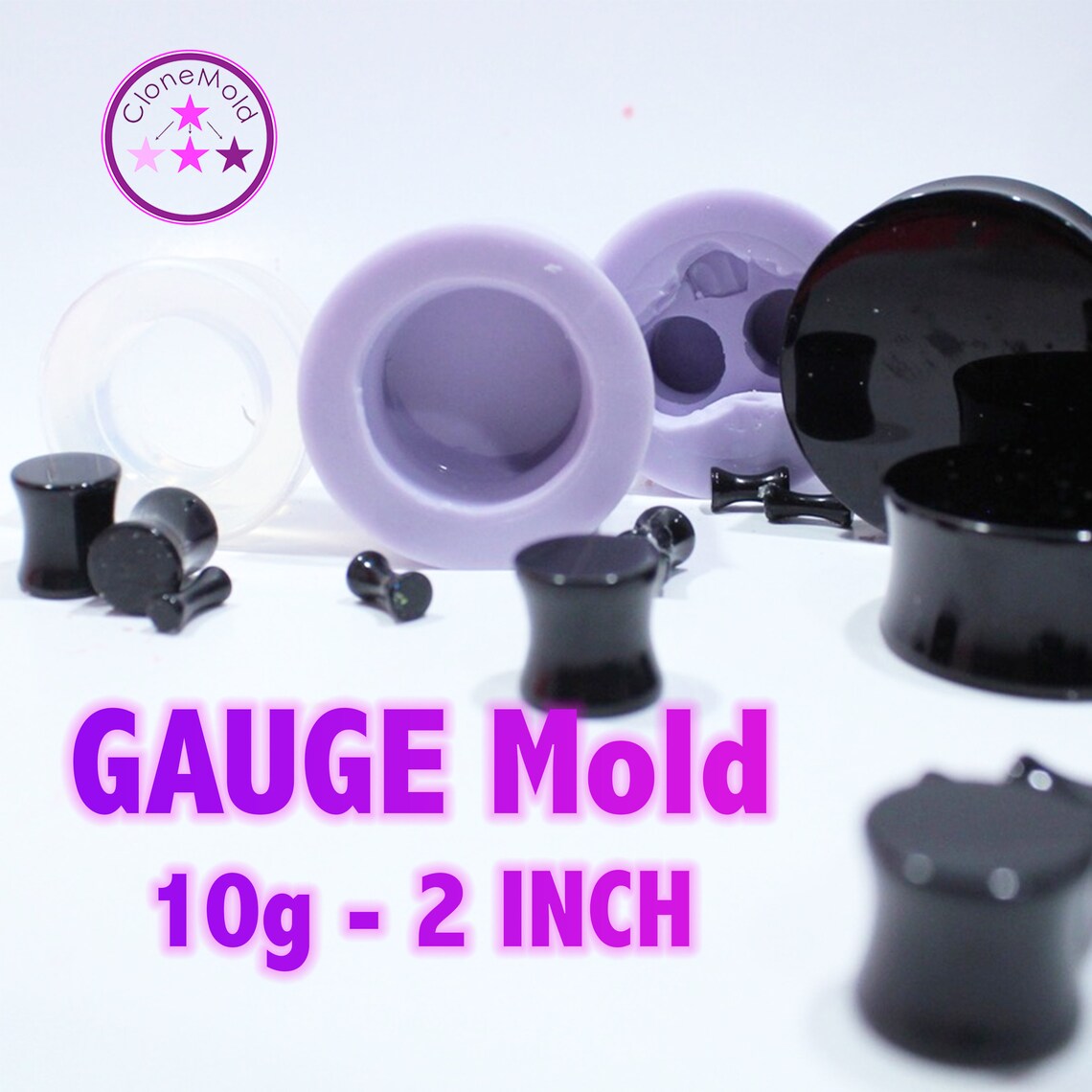 Plug Gauge Saddle Mold Ear Piercing Silicone Rubber Mold; 10g - 2 INCH ...