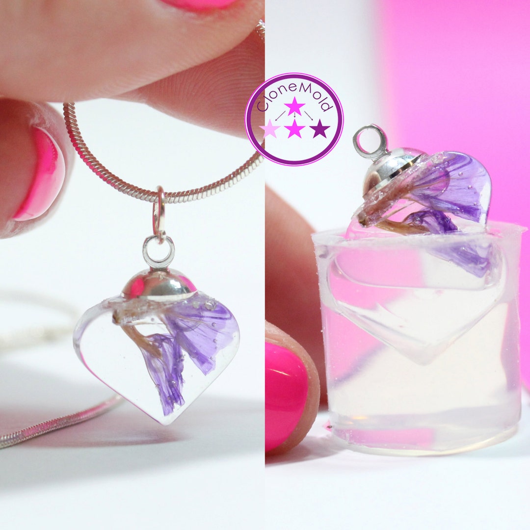 Heart Pendant Mold Flat Pendulum Silicone Rubber Pendant or Earring ...