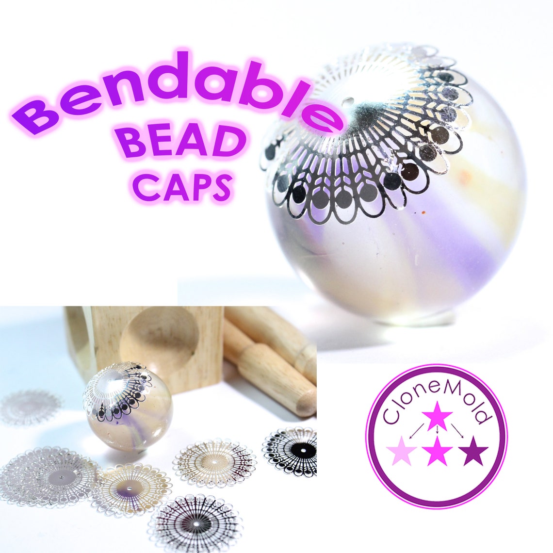 Bead Cap Bendable Wrap Large Silver Coloured Bead Caps for | Etsy