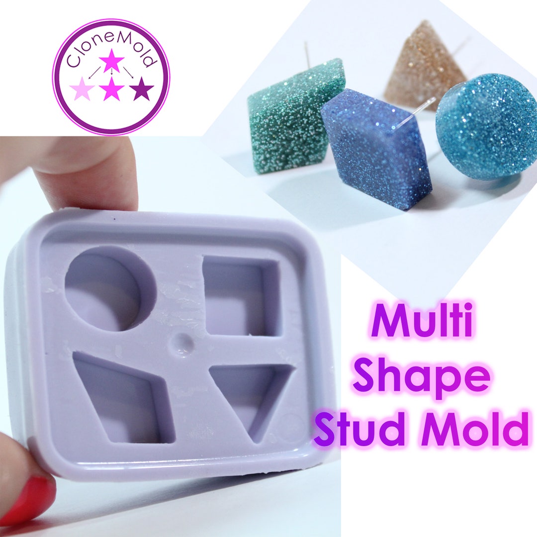 Stud Mold Square, Circle, Diamond Triangle Earring Silicone Rubber Mold ...