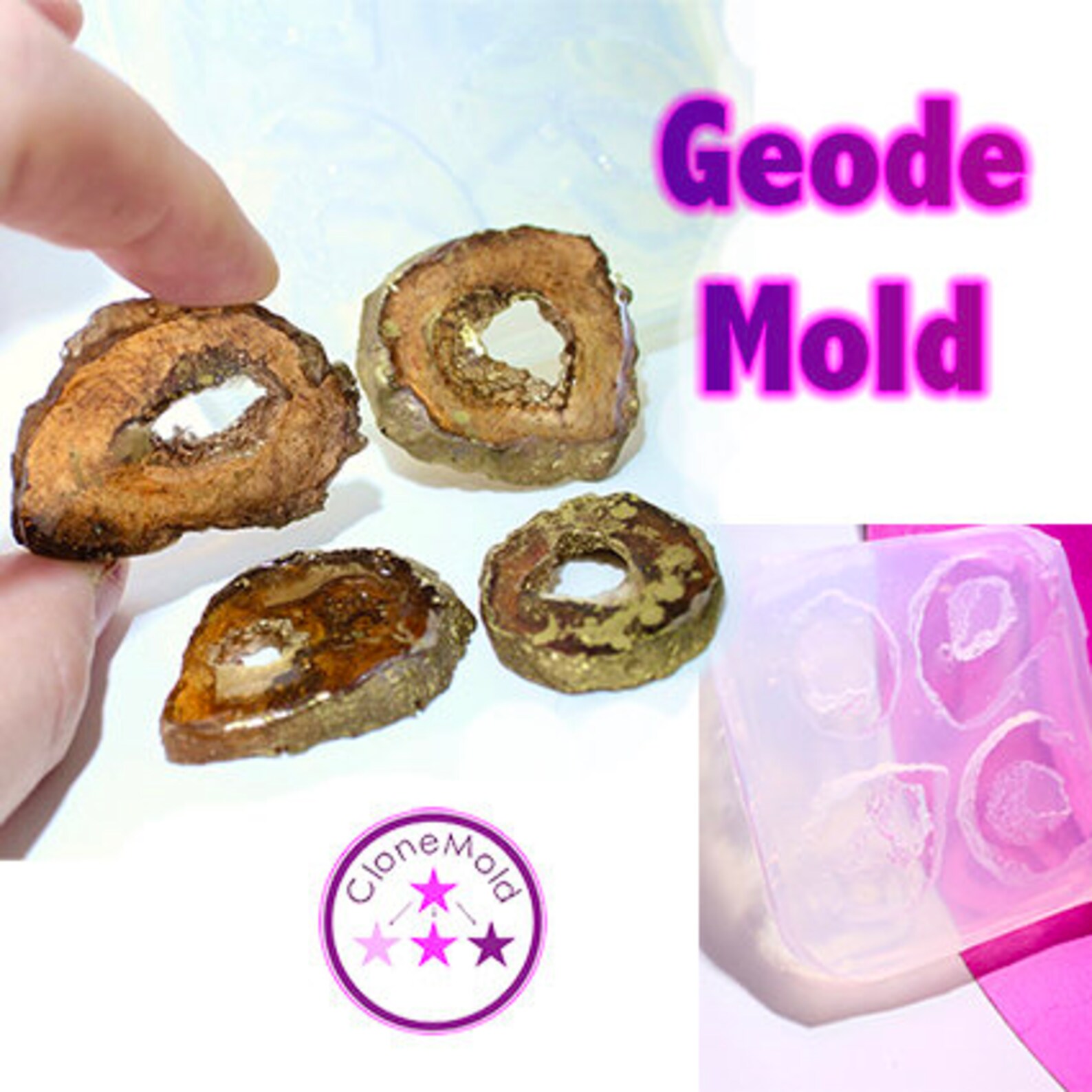 Geode Mold Pendant Jewel Crystal Rock Silicone Rubber Mold - Etsy