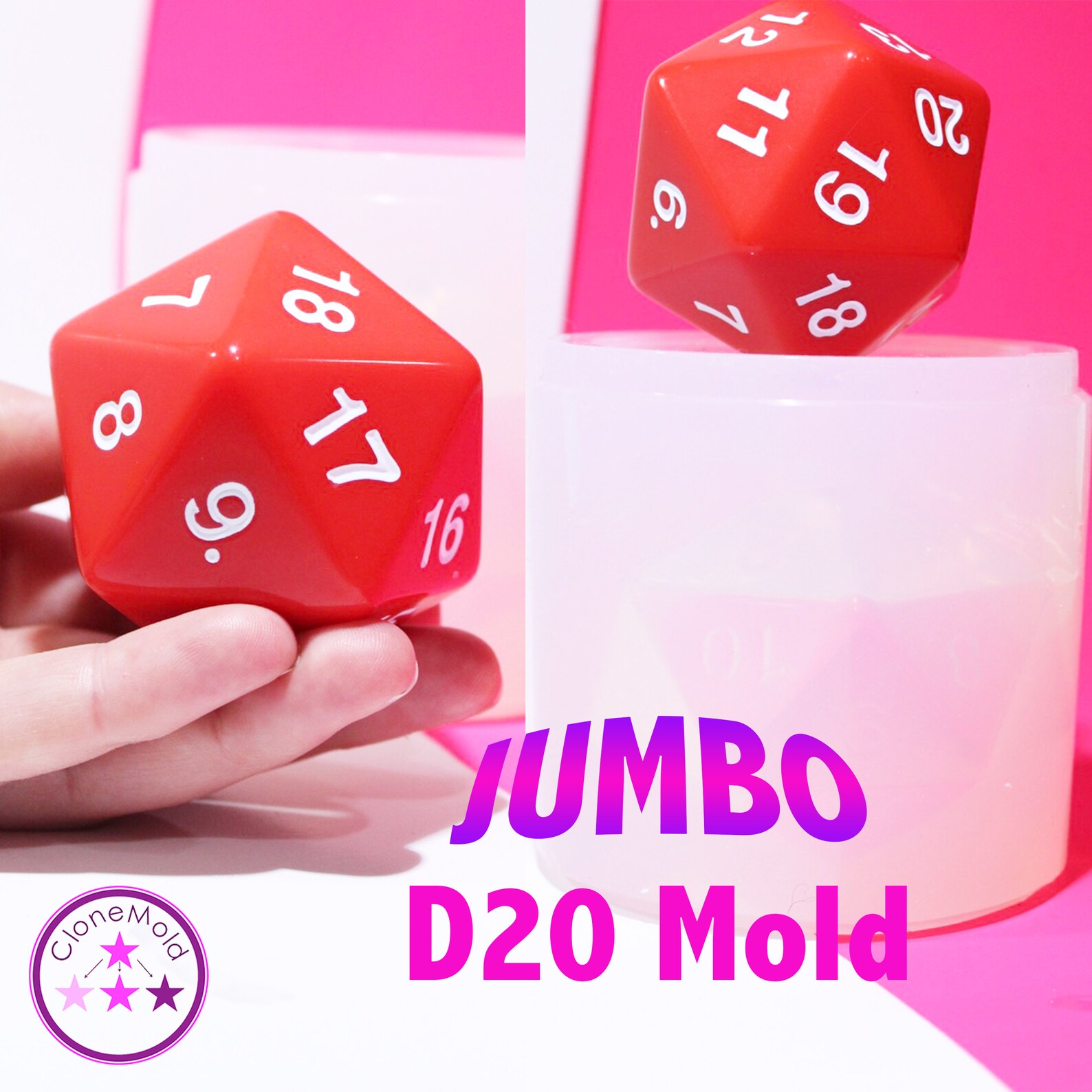 JUMBO D20 Dungeons and Dragons Gamer Dice / Die Split Mold - Etsy