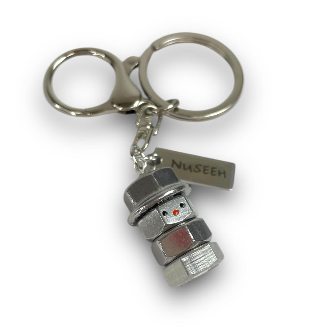 Snow Bolt Man Keychain – Industrial Snowman Robot Made From Upcycled ...