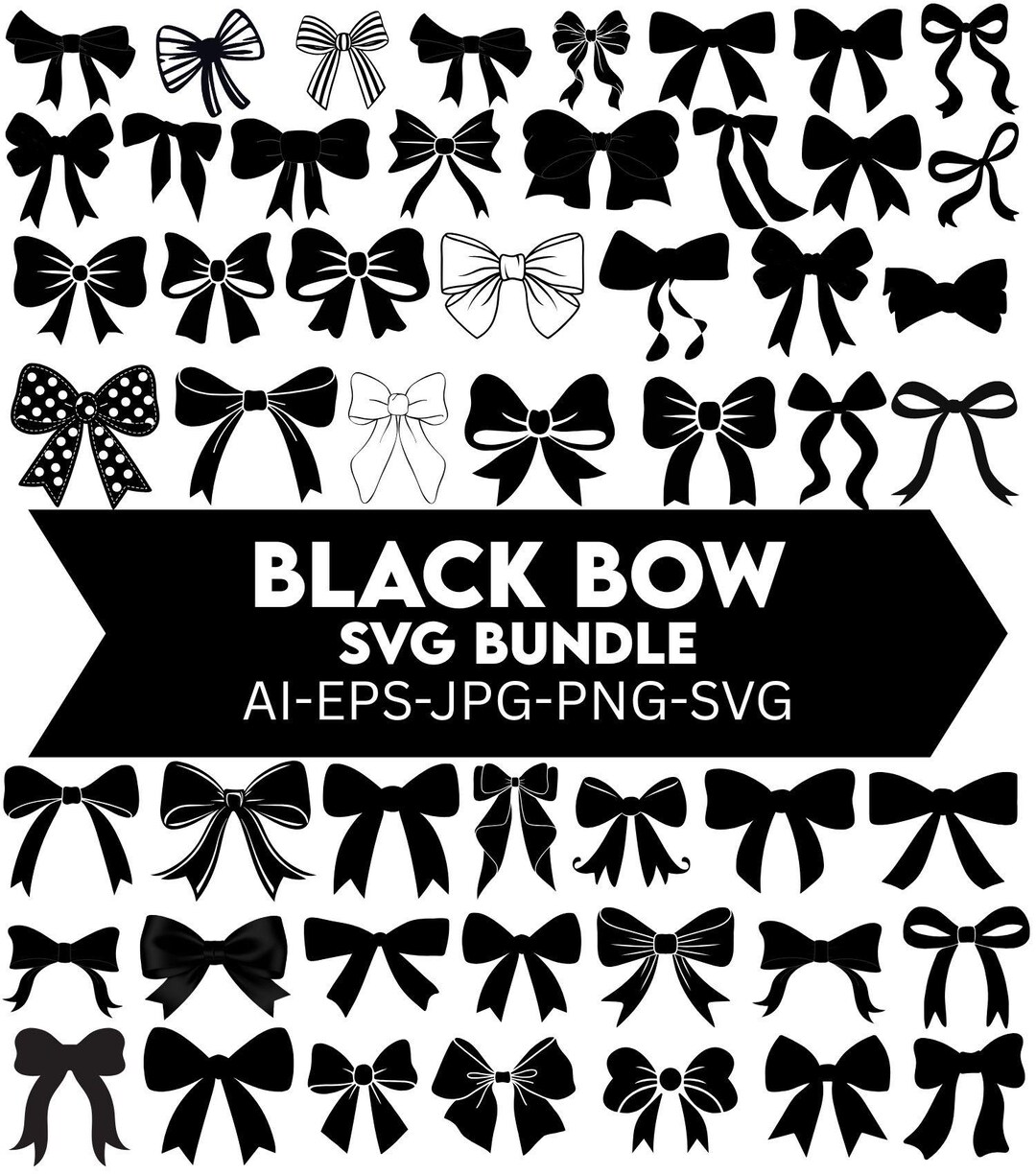 Black Bow SVG Bundle,tie Svg, Ricut Cut Files,instant Download - Etsy