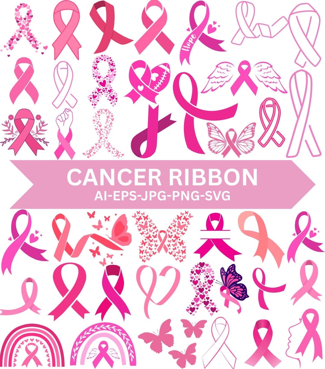 Cancer Awareness Svg,ribbon Vector,pink Awareness Ribbon,tackle Cancer ...
