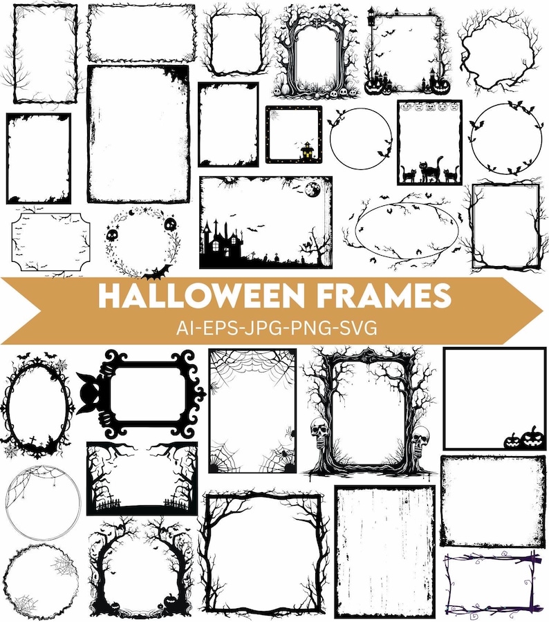 Halloween Frame SVG Bundle,halloween Scary Frames,spooky Frame Svg ...