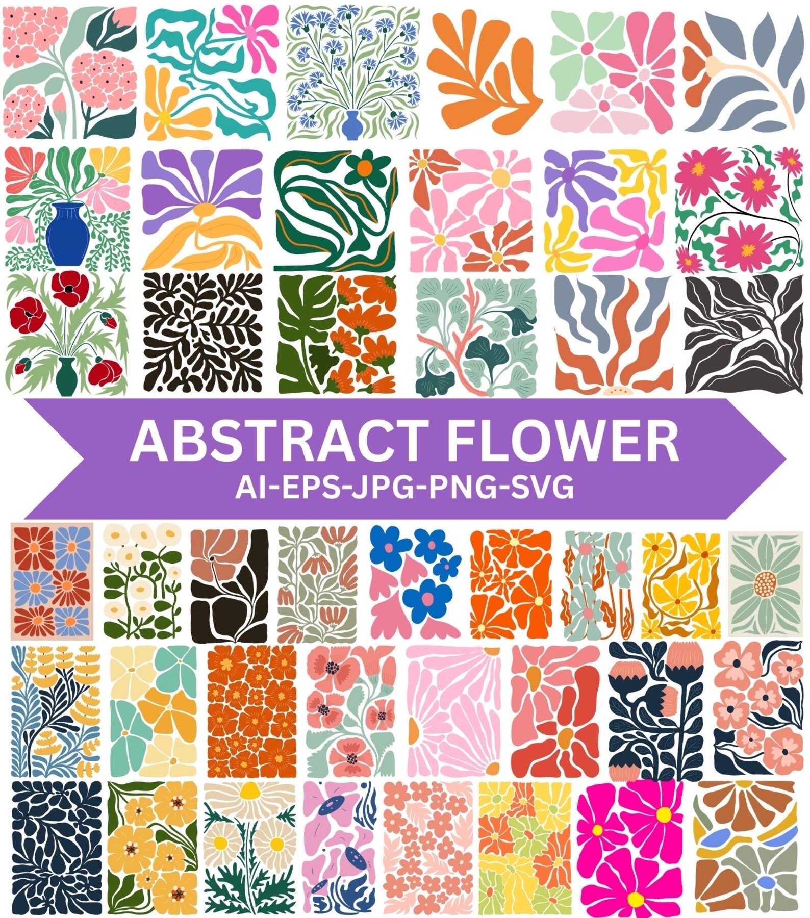 Abstract Flower Svg and Png Bundle,retro Flower Svg,boho Flower Svg ...
