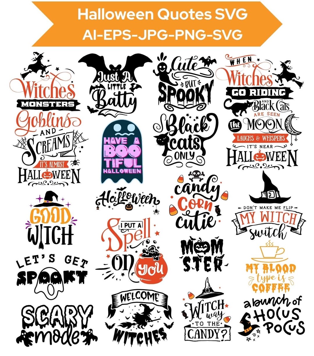 Halloween Quotes SVG Bundle,halloween Day SVG Bundle,witch Ghost ...