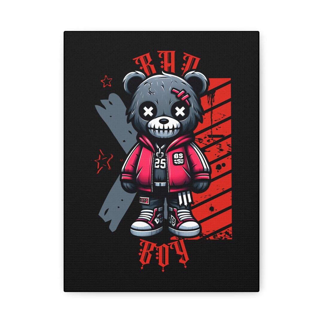 Edgy Teddy Bear Canvas Print, Teen Room Decor - Etsy