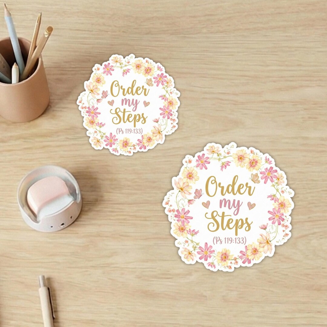 Order My Steps Bible Verse Sticker - Floral Psalm 119:133 Christian ...