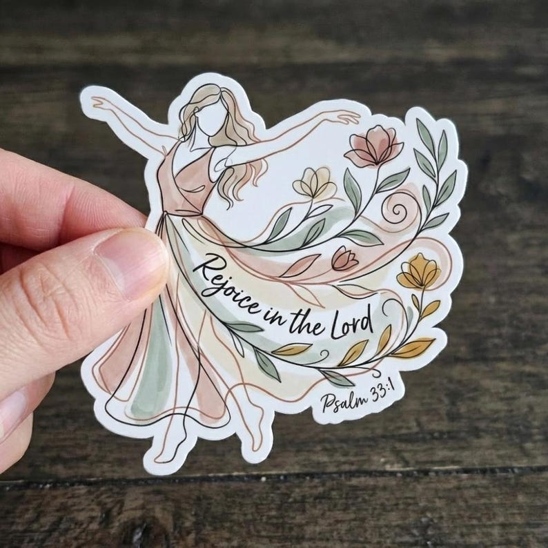Rejoice in the Lord Sticker, Psalm 33:1 Decal, Dancing Woman Faith Art ...