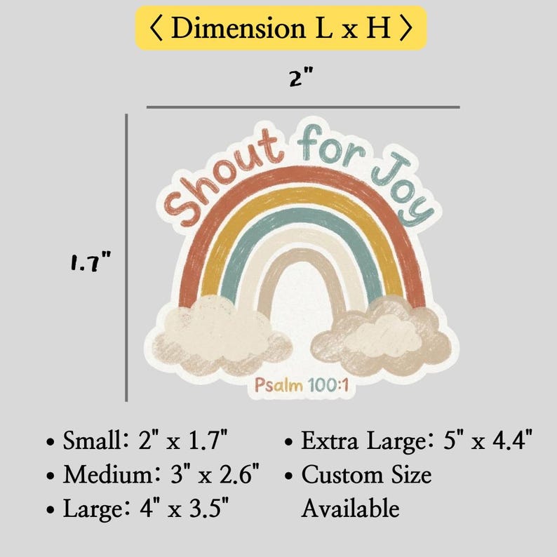 Shout for Joy Sticker, Psalm 100:1 Decal, Boho Rainbow Christian Gift ...