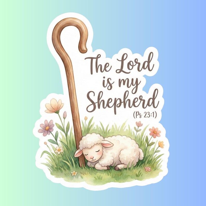 Psalm 23:1 the Lord is My Shepherd Sticker, Christian Lamb Watercolor ...