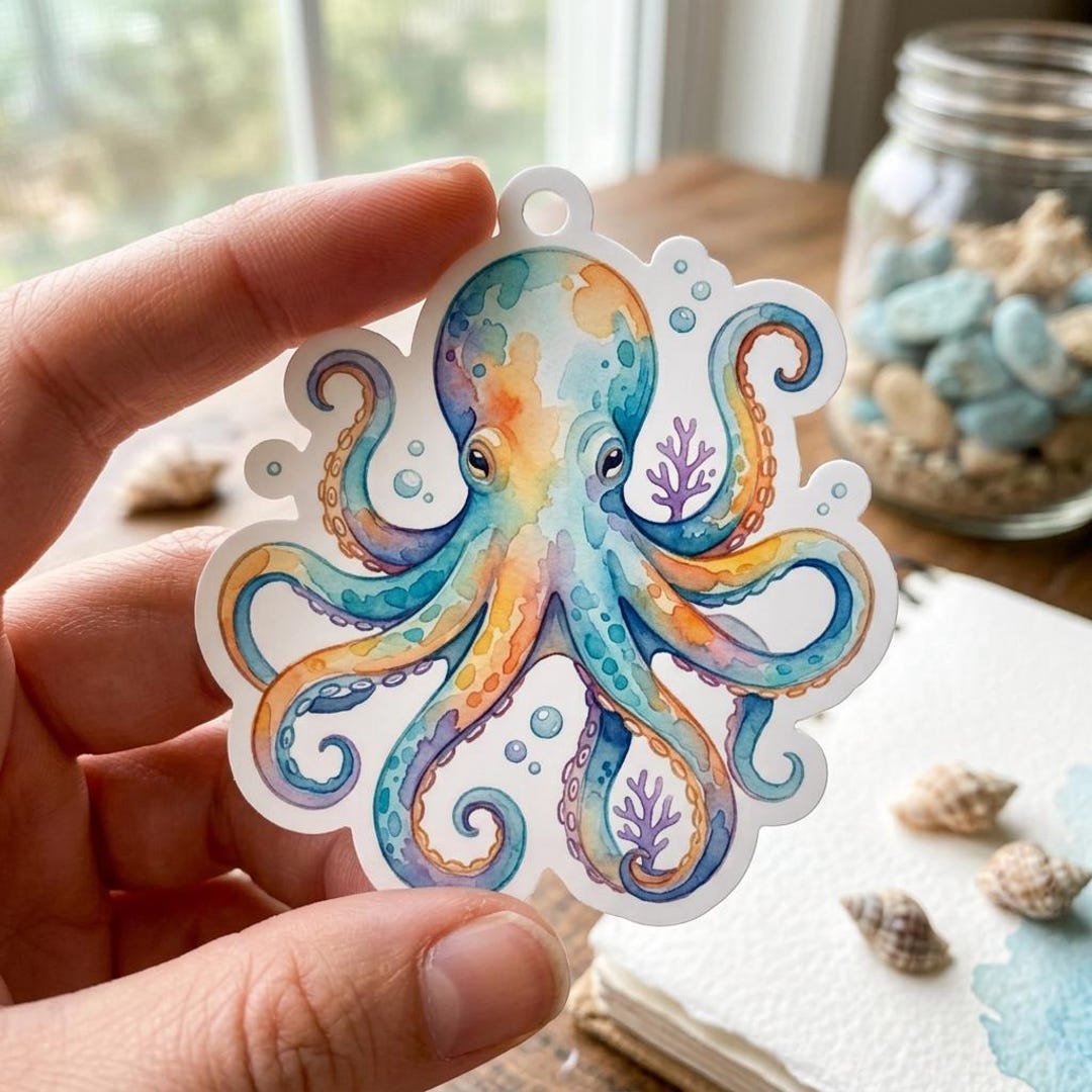 Watercolor Octopus Decal | Ocean Sea Creature Sticker - Etsy