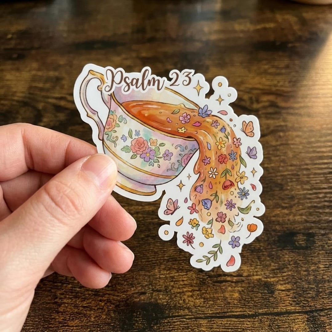 Psalm 23:5 Anointing Cup Sticker, Overflowing Grace Decal, Christian ...