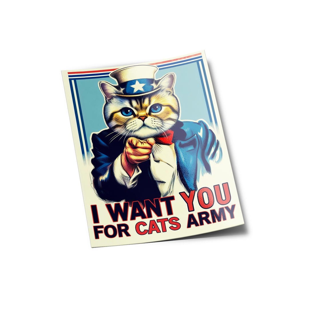 STICKERS Pack Vinyl Stickers 'I Want You for Cats Army' - Water and UV ...