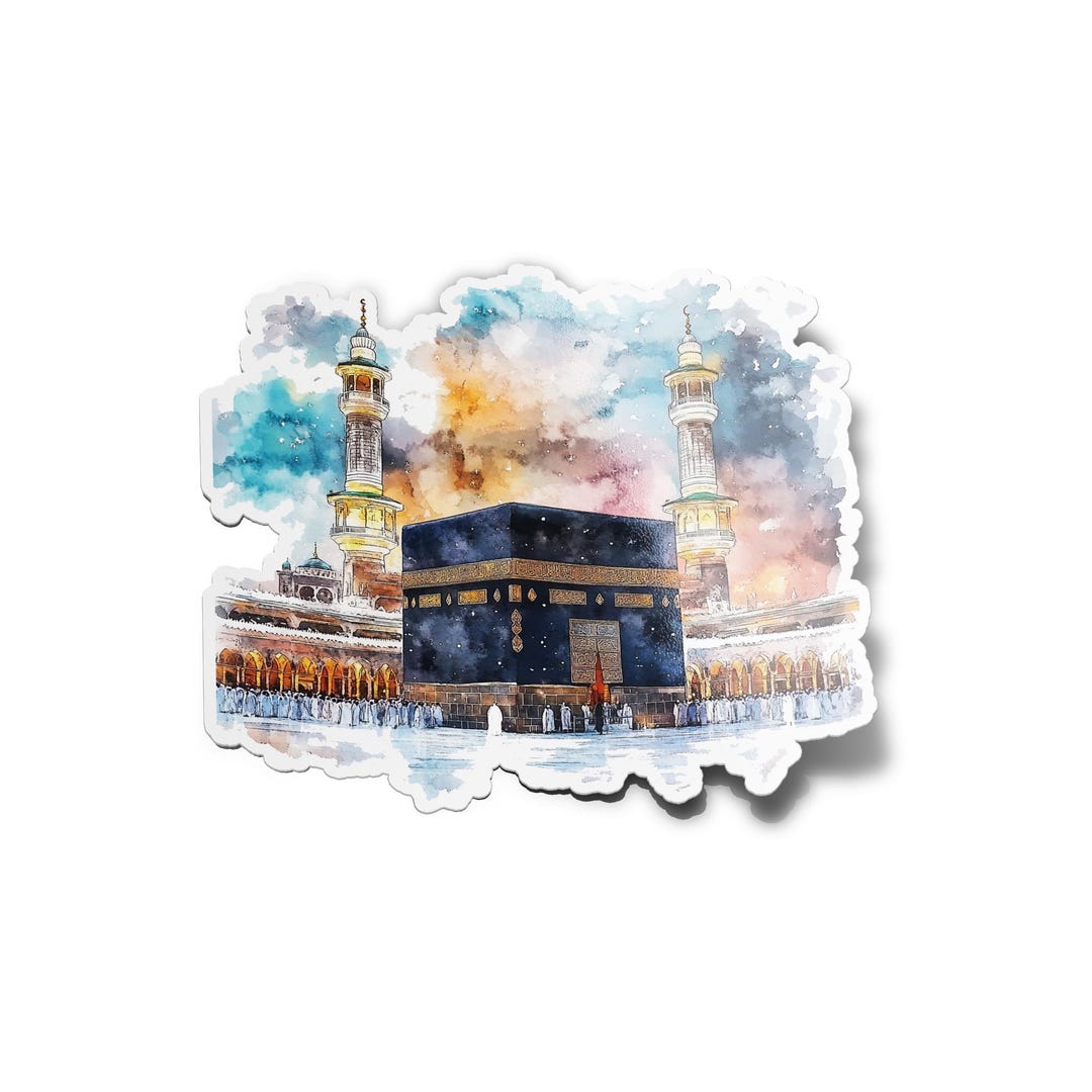 PACK OF STICKERS Vinyl Kaaba in Watercolor Water Resistant UV Religion ...