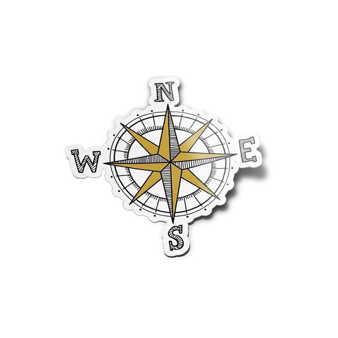Vintage Compass Rose Vinyl Sticker Pack - Water & UV Resistant - Travel ...